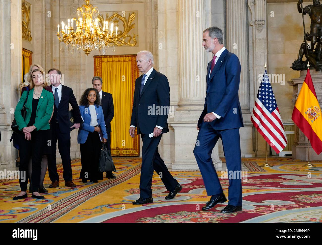 President Joe Biden and Spain's King Felipe VI depart after speaking at ...