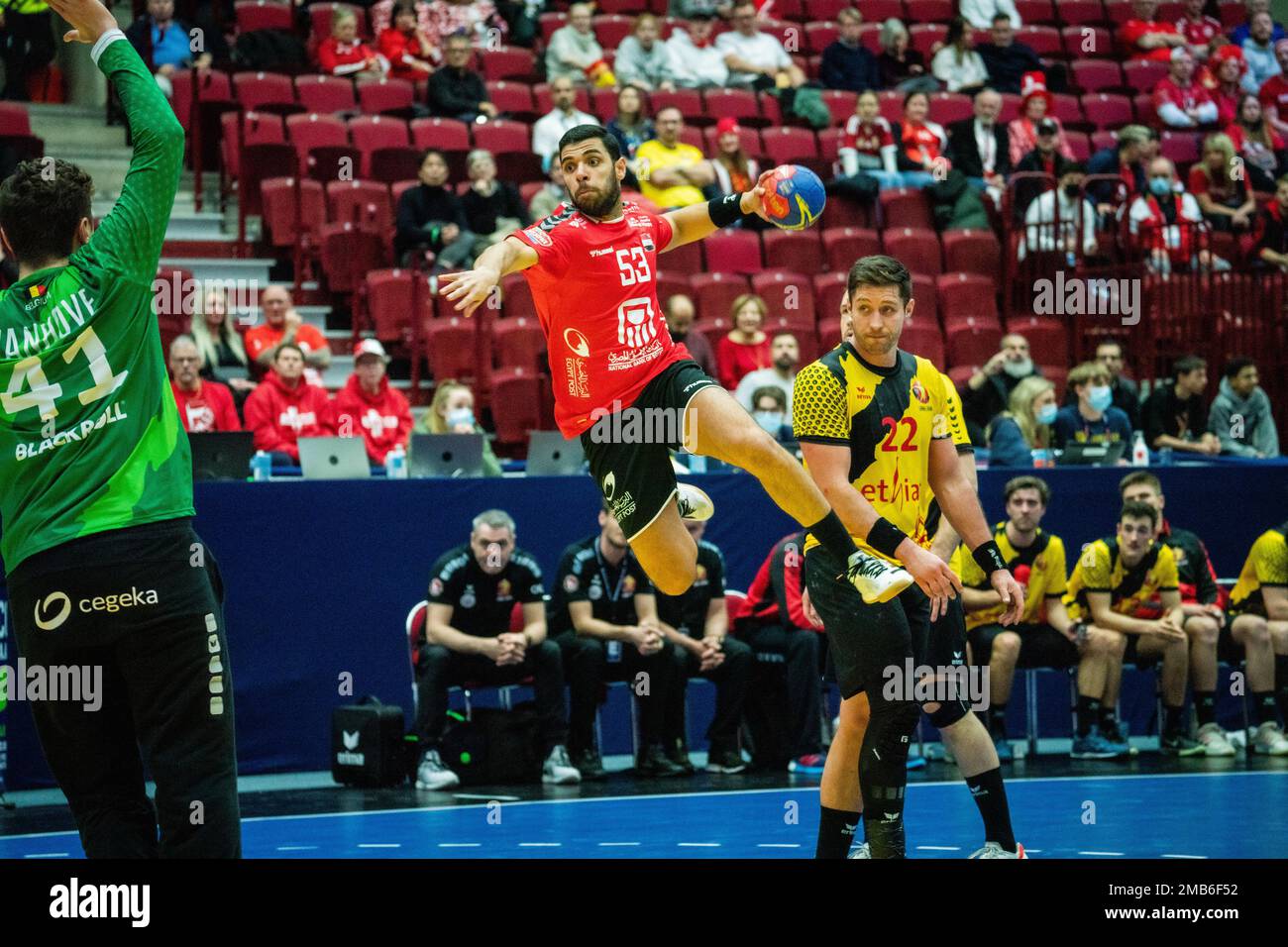Malmo, Sweden. 19th Jan, 2023. Akram Saad (53) of Egypt seen during the ...