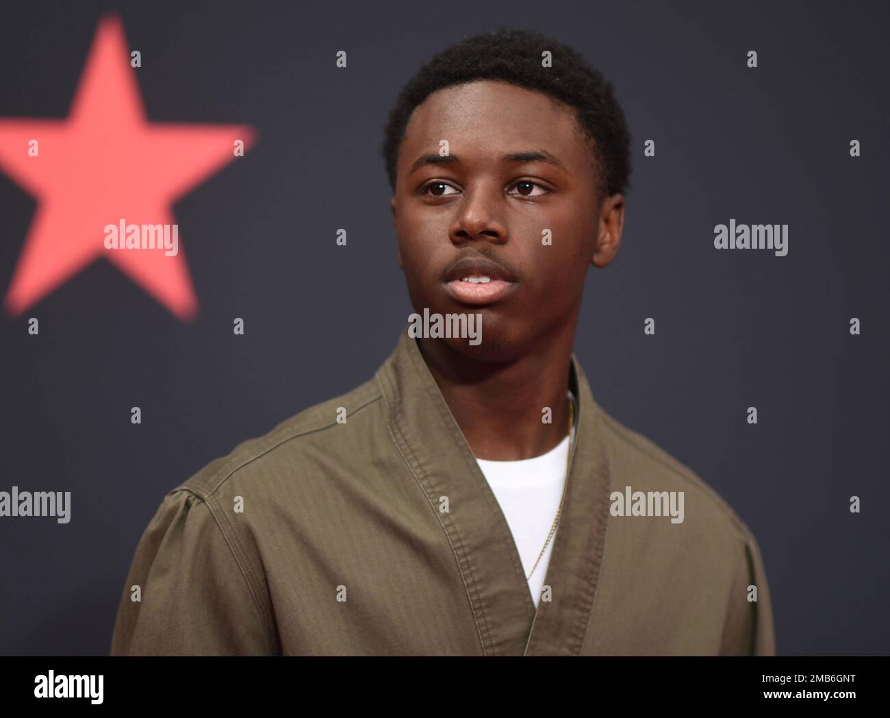 Alex Hibbert arrives at the BET Awards on Sunday, June 26, 2022, at the ...