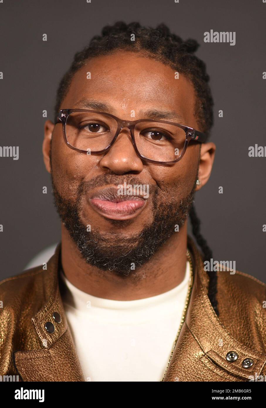 Matthew A. Cherry poses in the press room at the BET Awards on Sunday ...