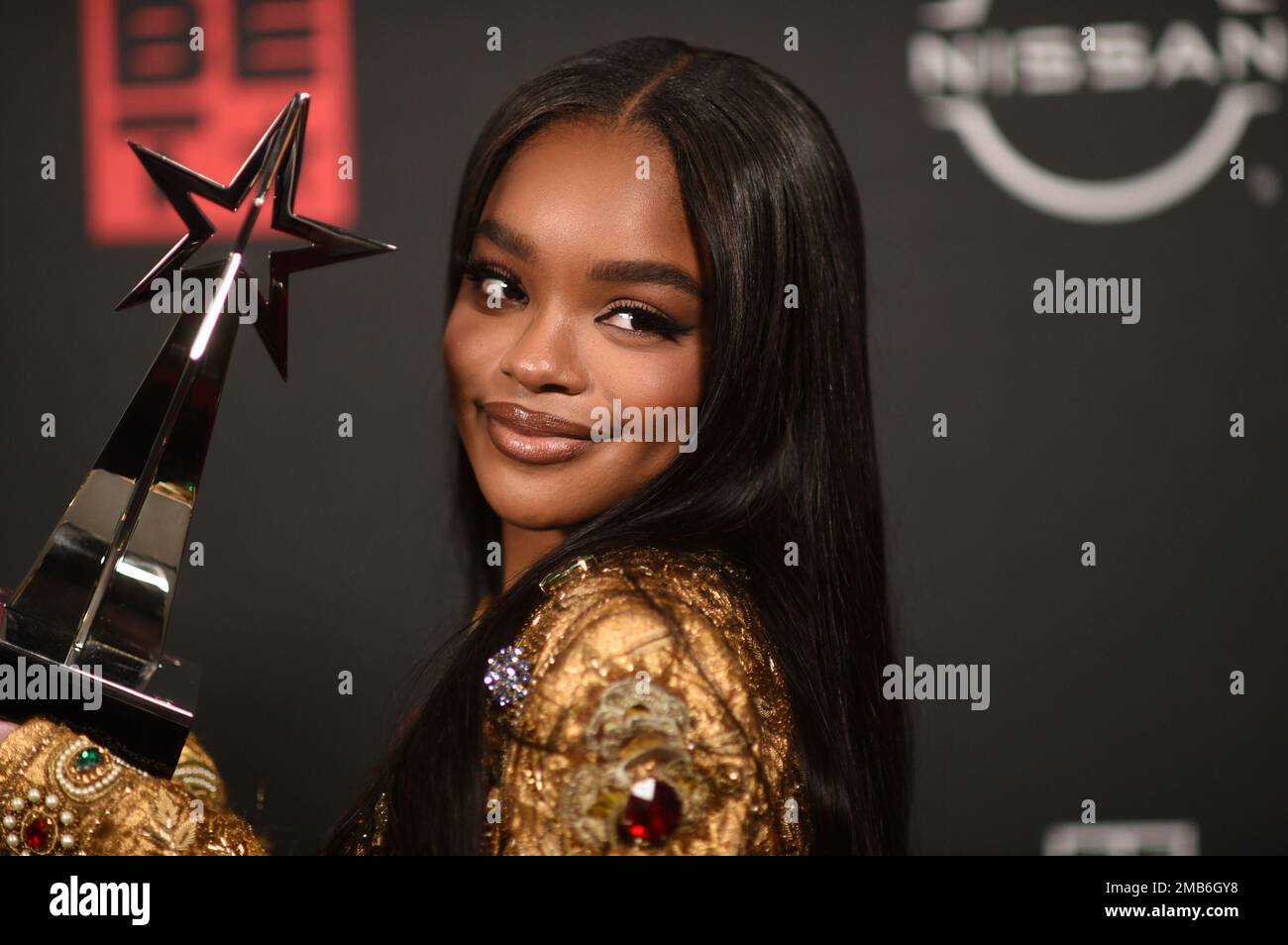 Marsai Martin poses in the press room with the youngstar's award☘ ...