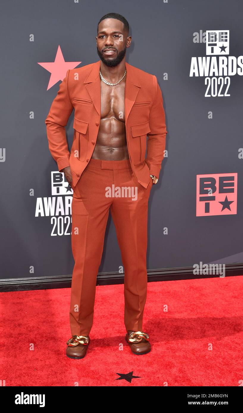 Thomas Mackie arrives at the BET Awards on Sunday, June 26, 2022, at ...