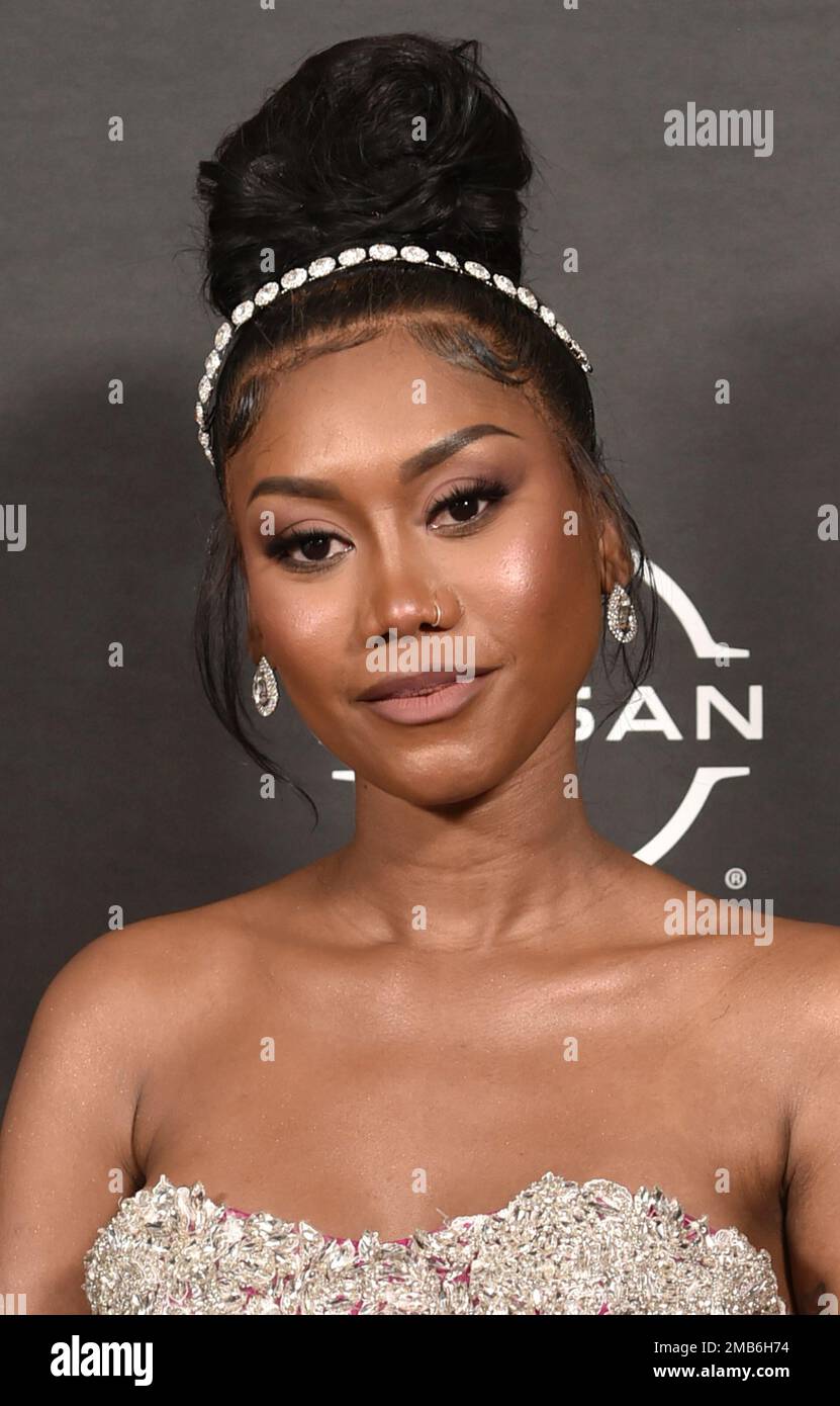 Muni Long poses in the press room at the BET Awards on Sunday, June 26 ...