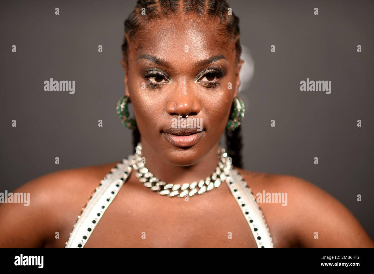 Doechii poses in the press room at the BET Awards on Sunday, June 26 ...