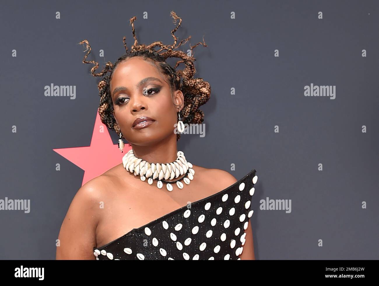 Novi Brown arrives at the BET Awards on Sunday, June 26, 2022, at the ...