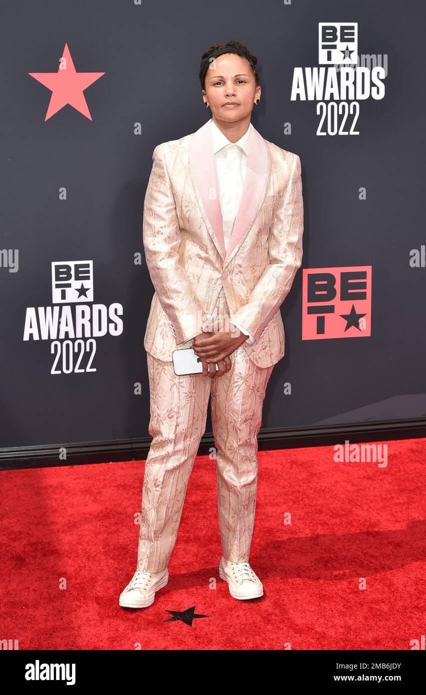 Shylo Shaner arrives at the BET Awards on Sunday, June 26, 2022, at the ...