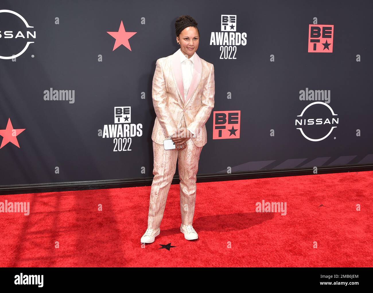 Shylo Shaner arrives at the BET Awards on Sunday, June 26, 2022, at the ...