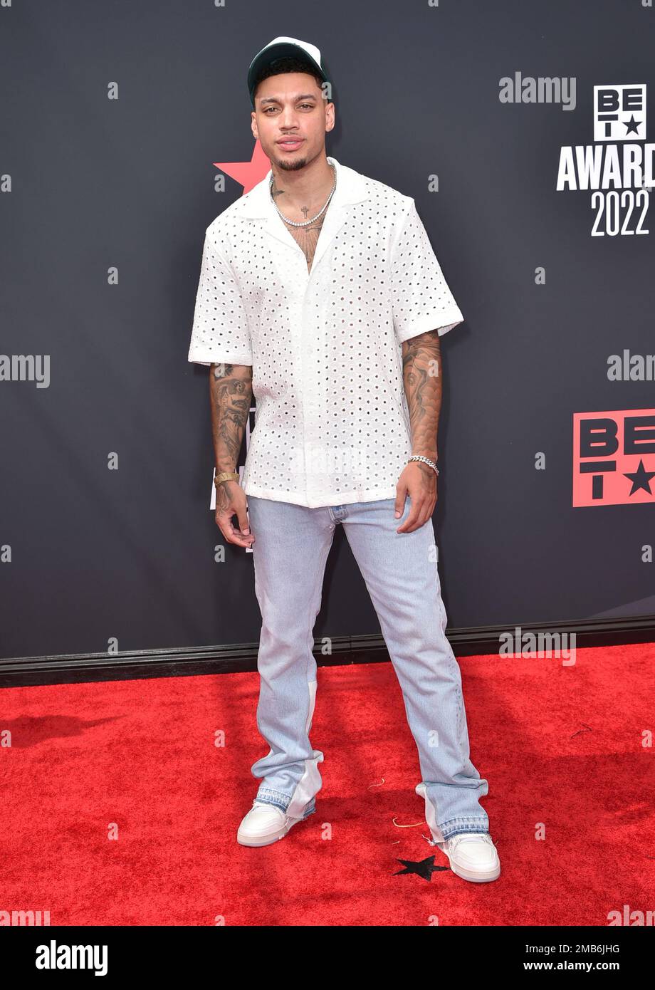 Zachary Larson arrives at the BET Awards on Sunday, June 26, 2022, at ...