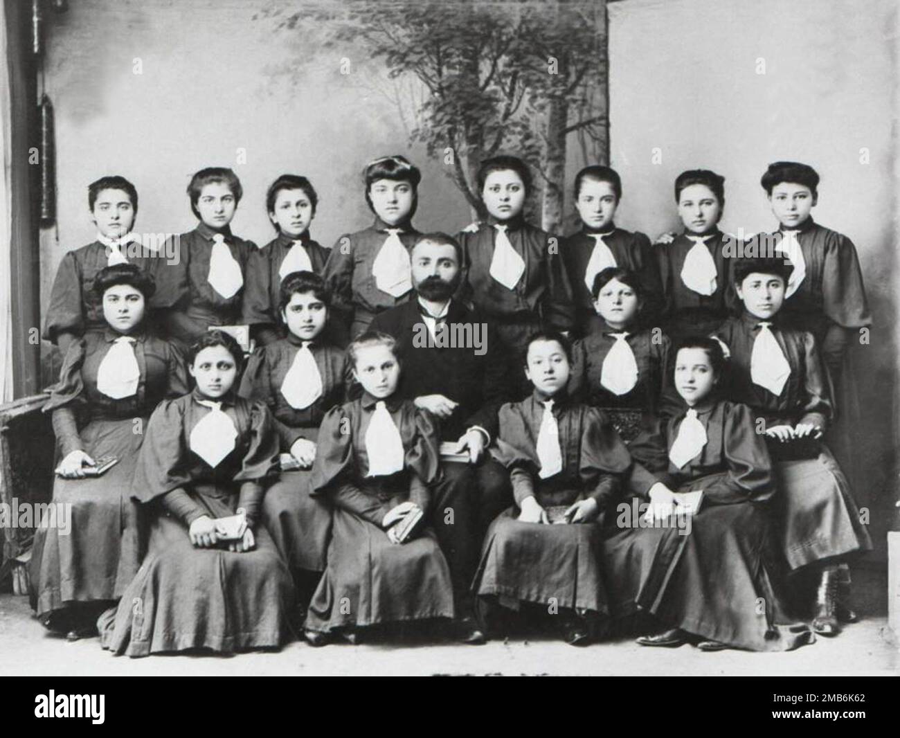 Pontian Greek Girl students of Trebizond (modern Trabzon). Upright ...