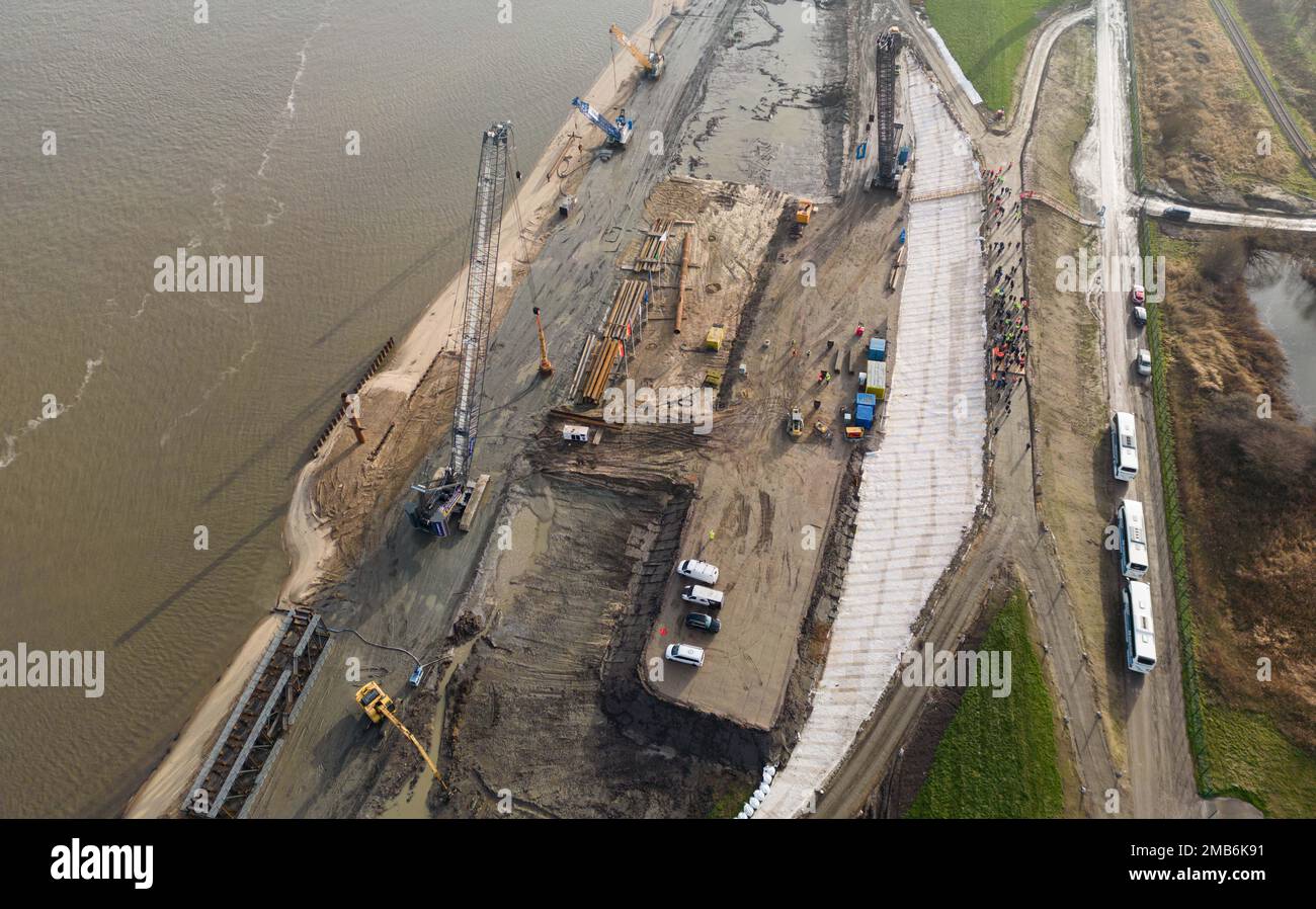 Stade, Germany. 20th Jan, 2023. The construction site for a new gas ...