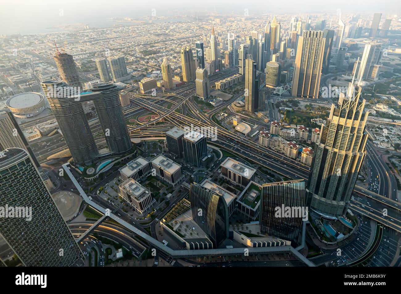 The top view on Dubai from the highest tower in the world, Burj Khalifa ...