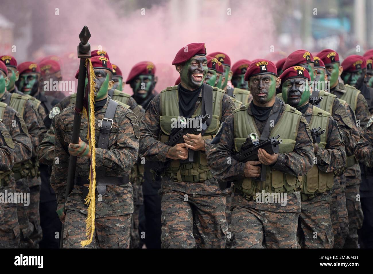 Members of the "Kaibiles" special forces march during a military parade ...