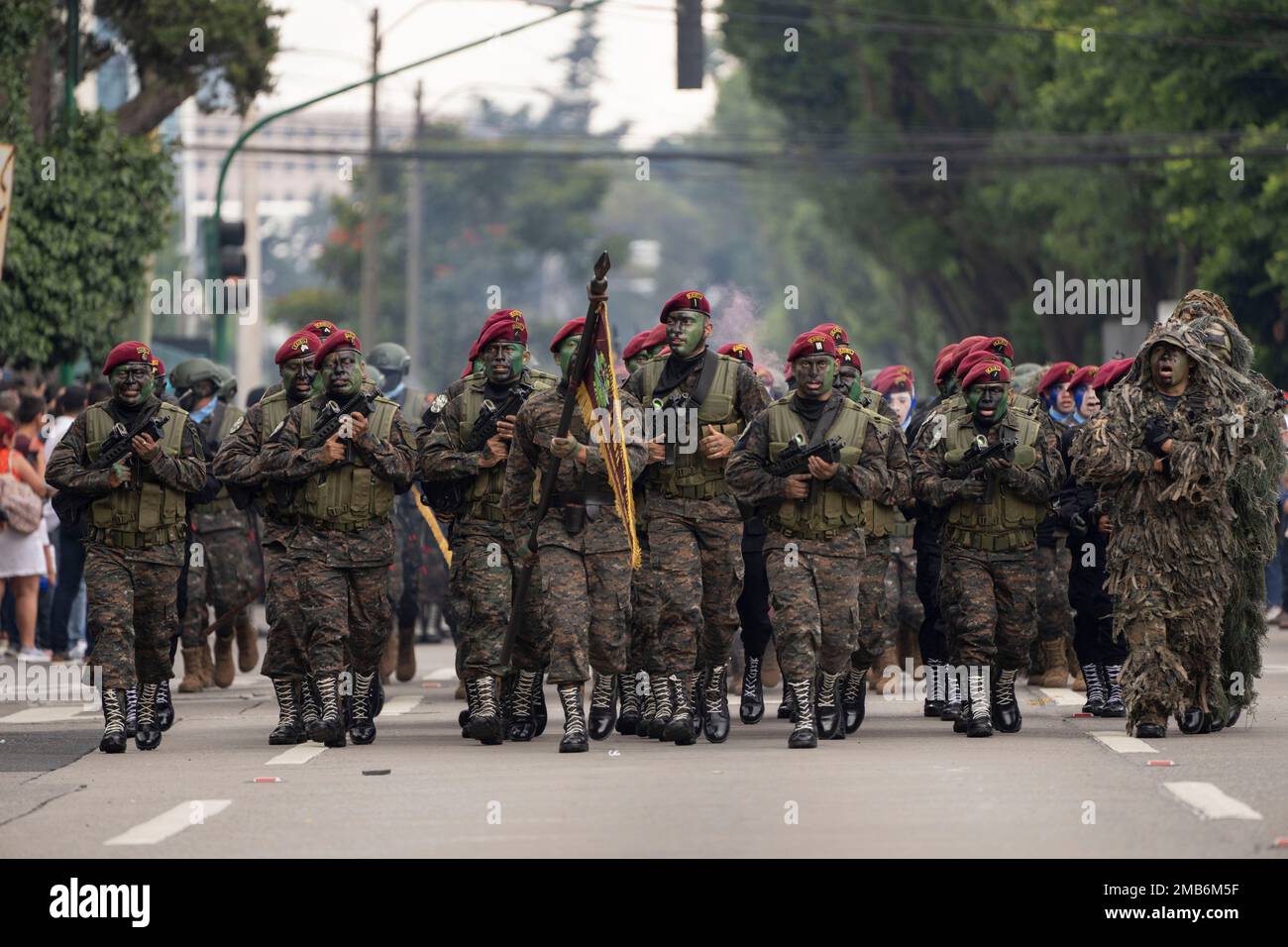 Members of the "Kaibiles" special forces march during a military parade ...