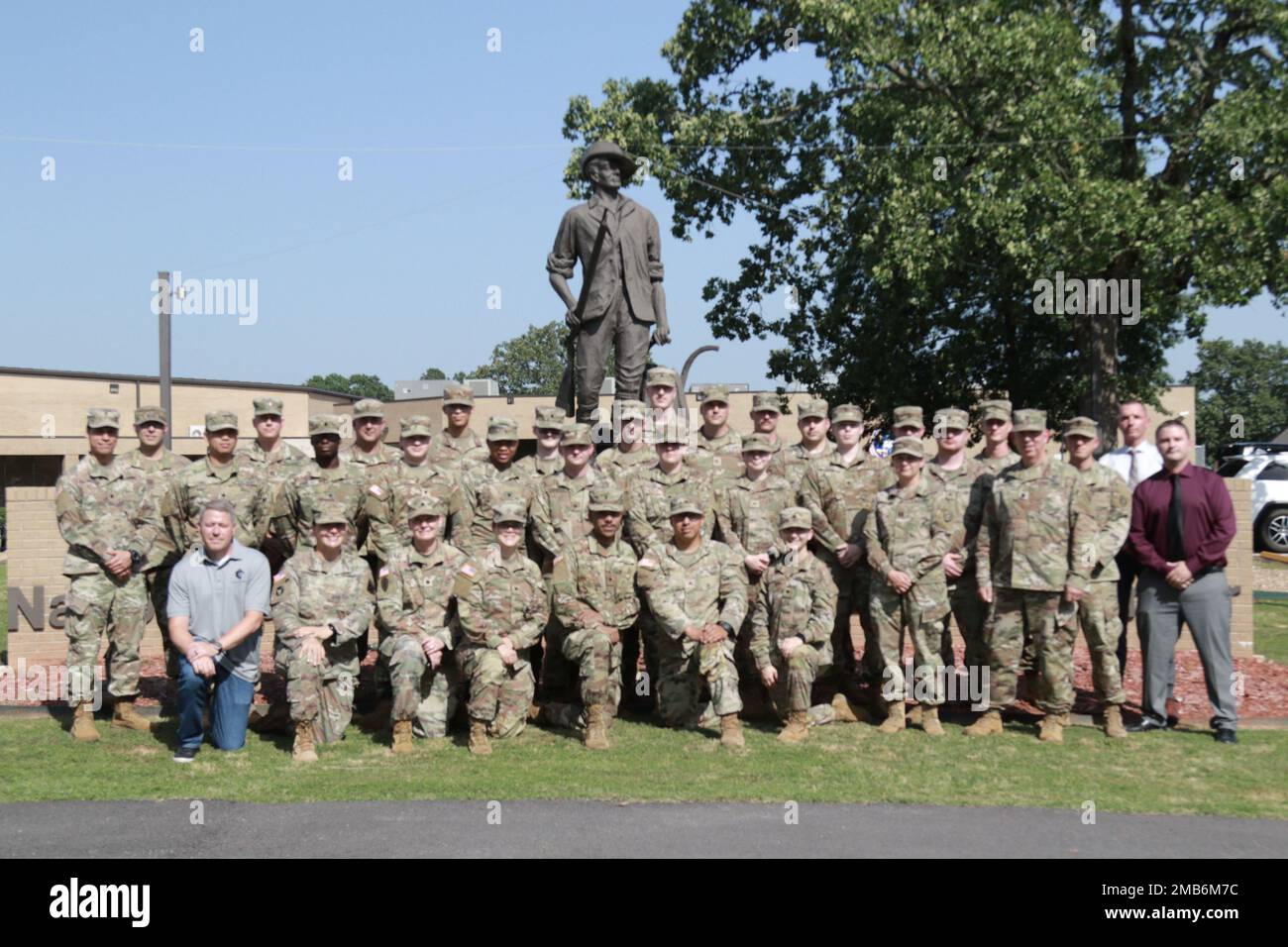 Kentucky Army National Guard members assemble for a unit photo while ...