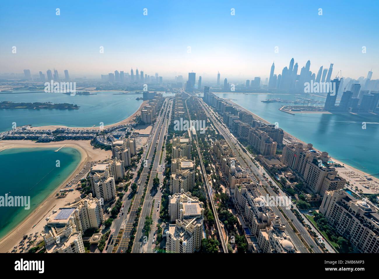 Aerial view of Dubai Palm Jumeirah island, United Arab Emirates Stock ...