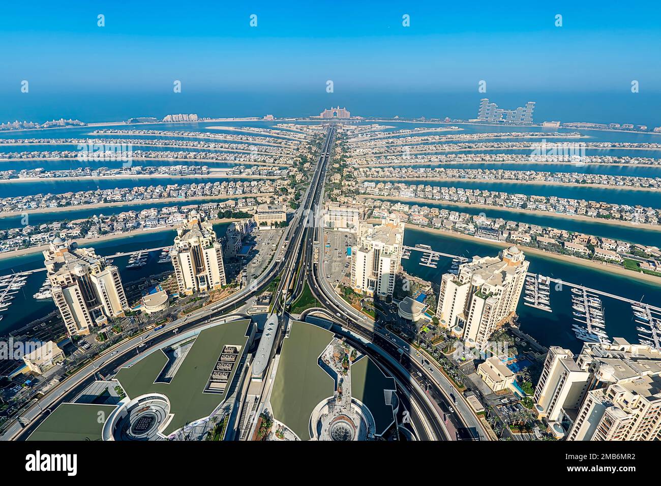 Dubai island palm tree from the top view Stock Photo - Alamy