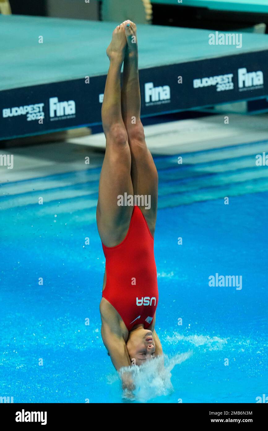 Maggie Merriman of the United States competes during the women's diving ...