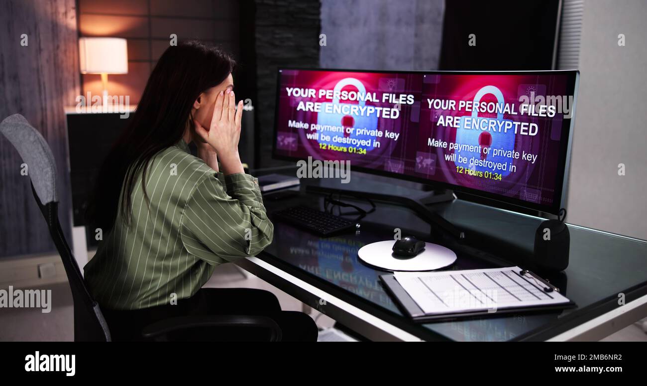 Ransomware Malware Breach. Hacked Computer. Ransom Attack Stock Photo ...