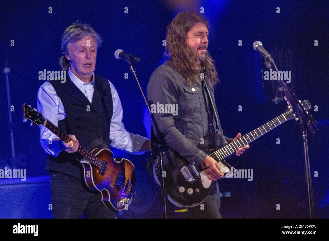 Paul McCartney, left, and Dave Grohl perform at the Glastonbury ...