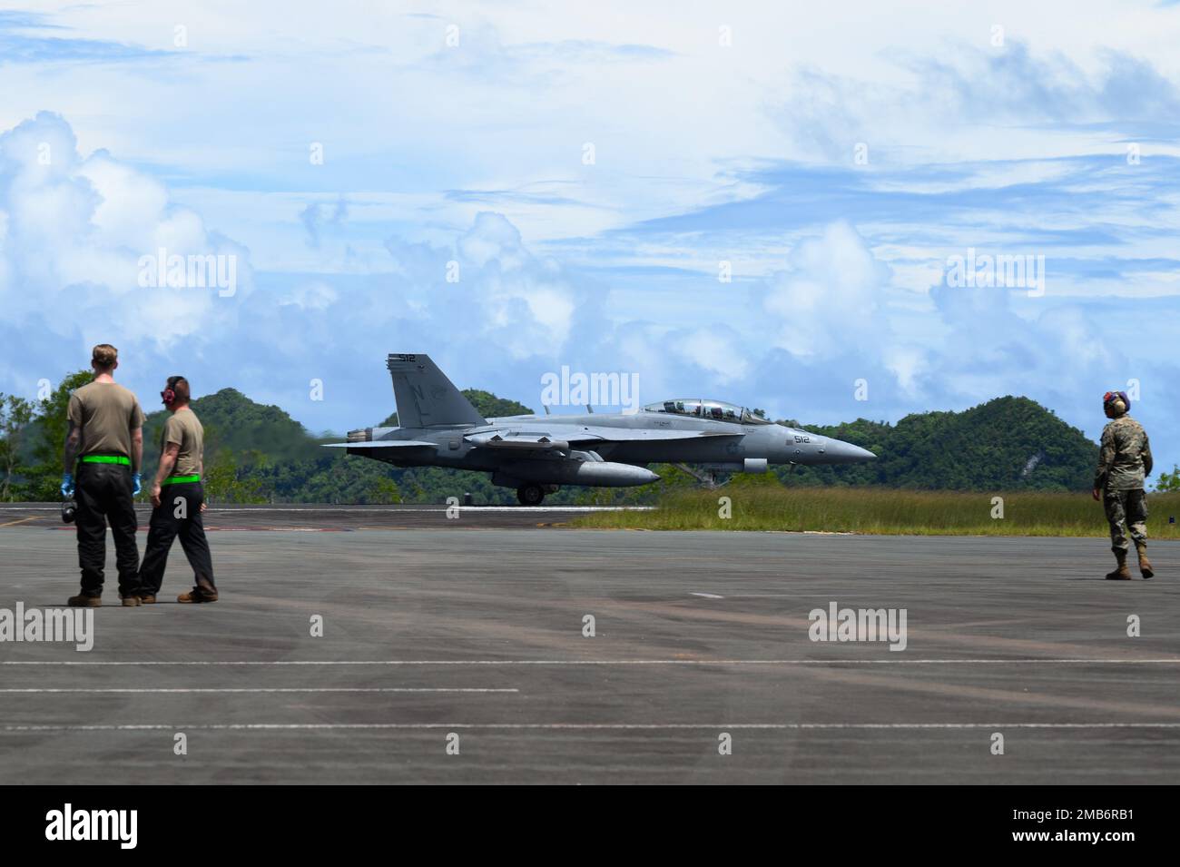 A U.S. Navy E/A-18 Growler assigned to Electronic Attack Squadron (VAQ ...
