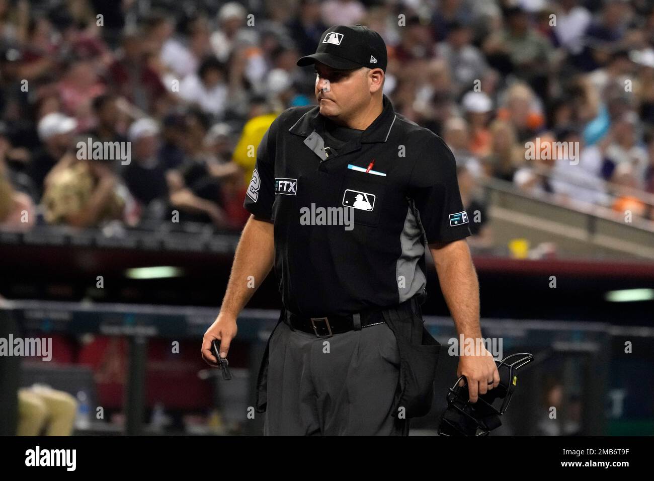 MLB umpire Jeremy Riggs in the first inning during a baseball game ...