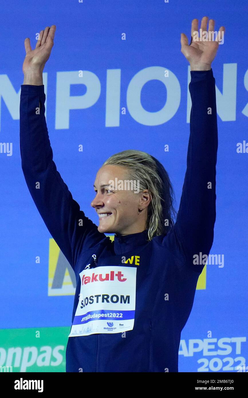 Sarah Sjostrom of Sweden celebrates after winning the women's 50m ...