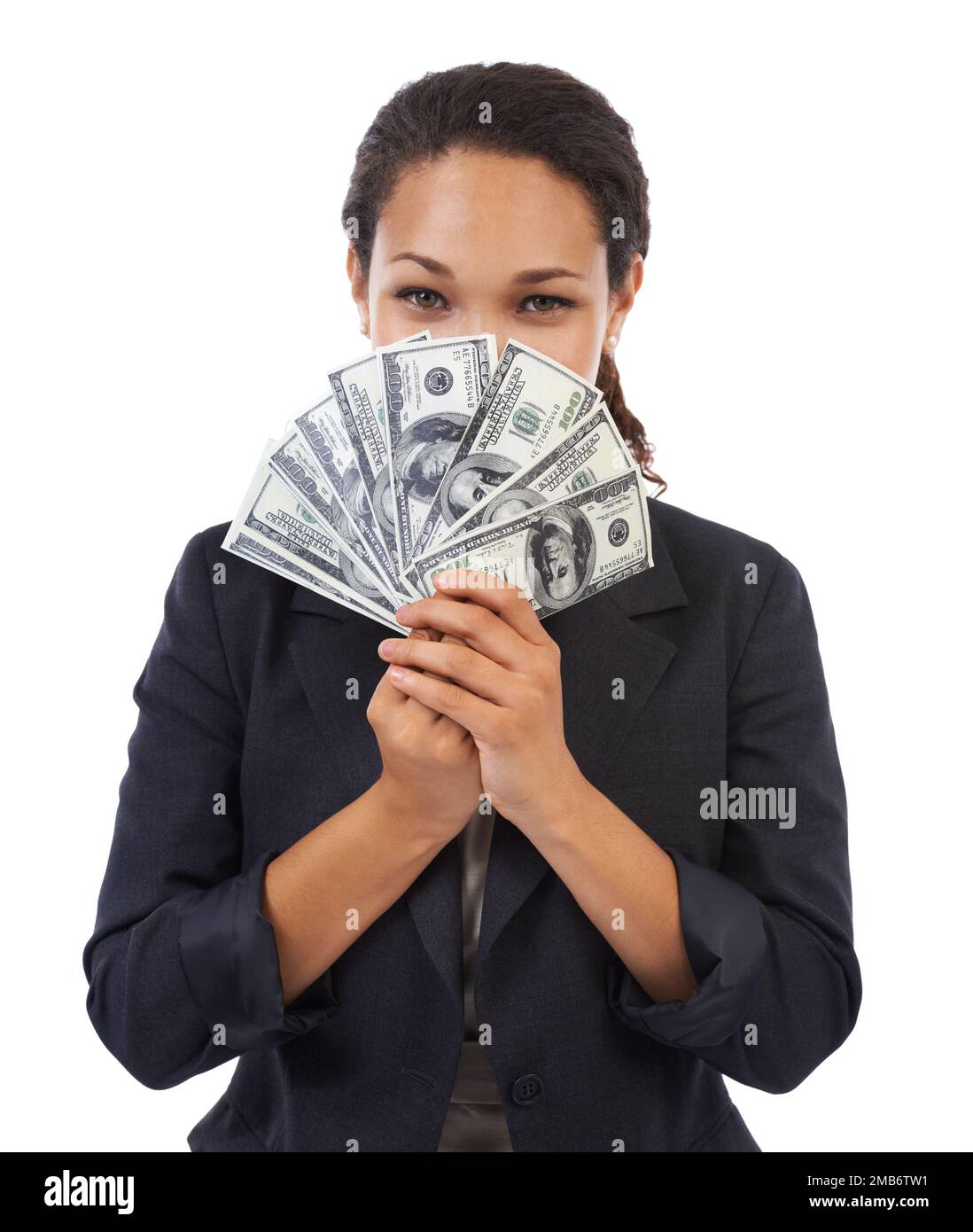 Business black woman, cash with money and dollar in portrait, wealth ...