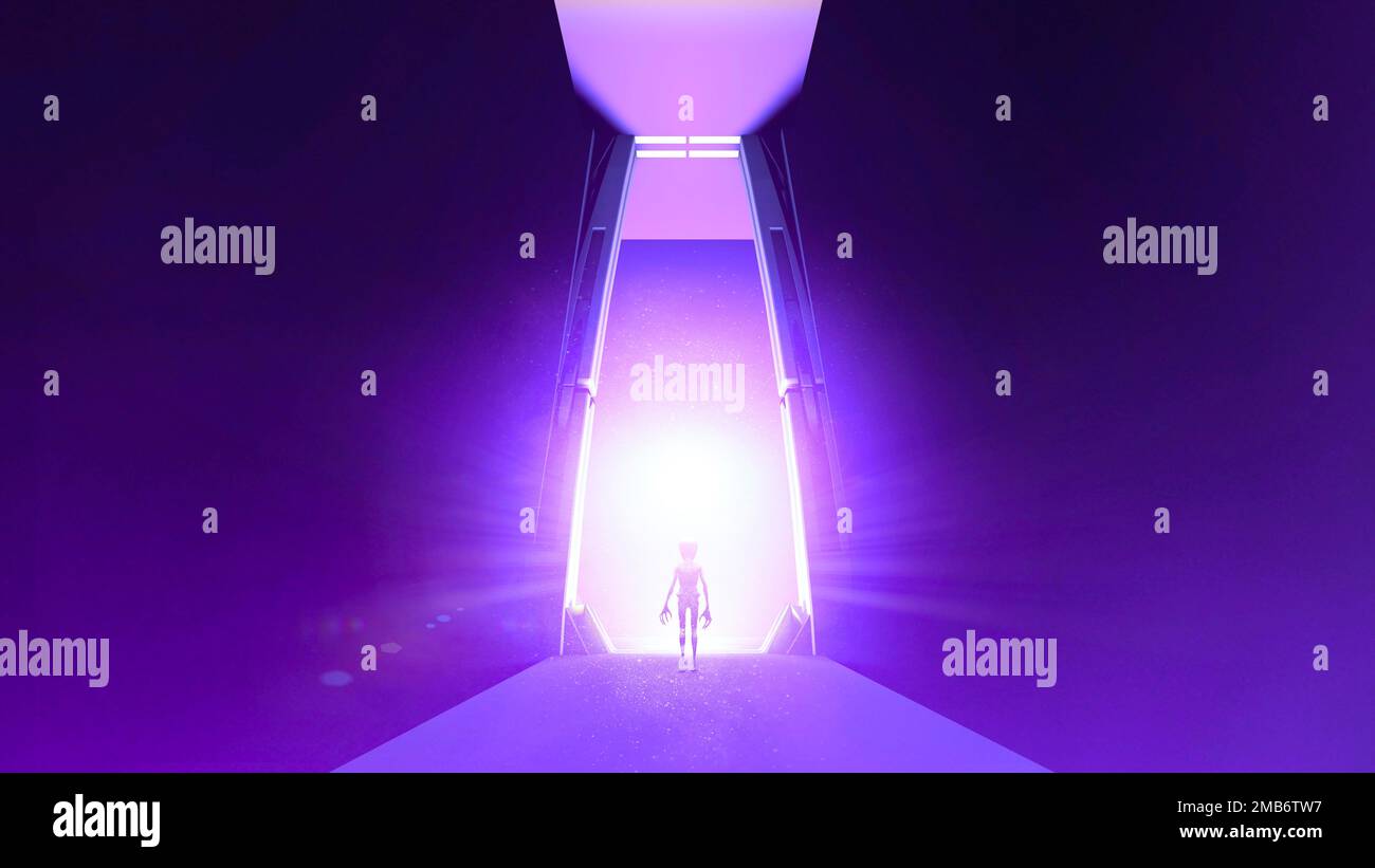 Portal with other worlds, alien spaceship. Door to other dimensions ...