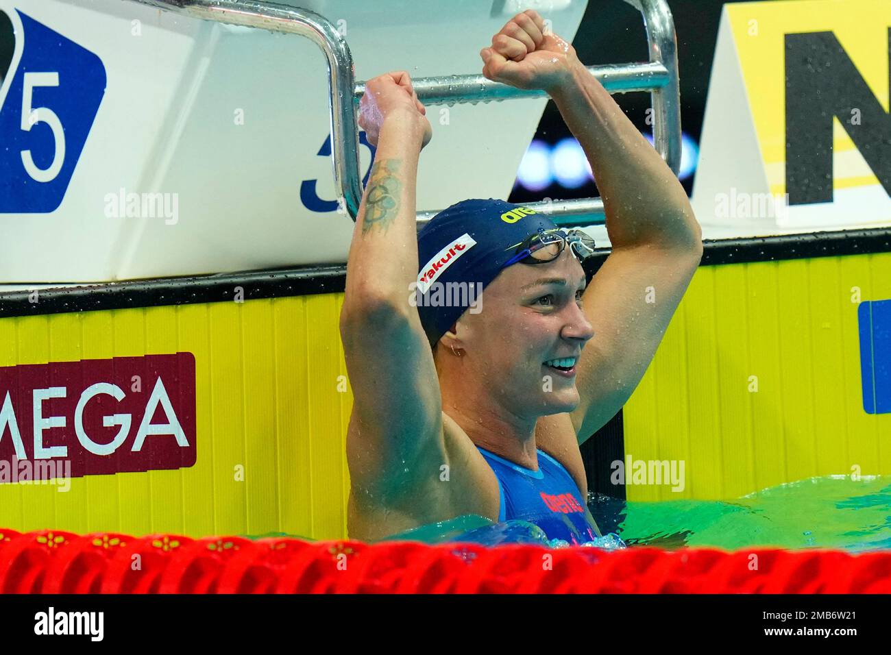 Sarah Sjostrom of Sweden celebrates after winning the women's 50m ...
