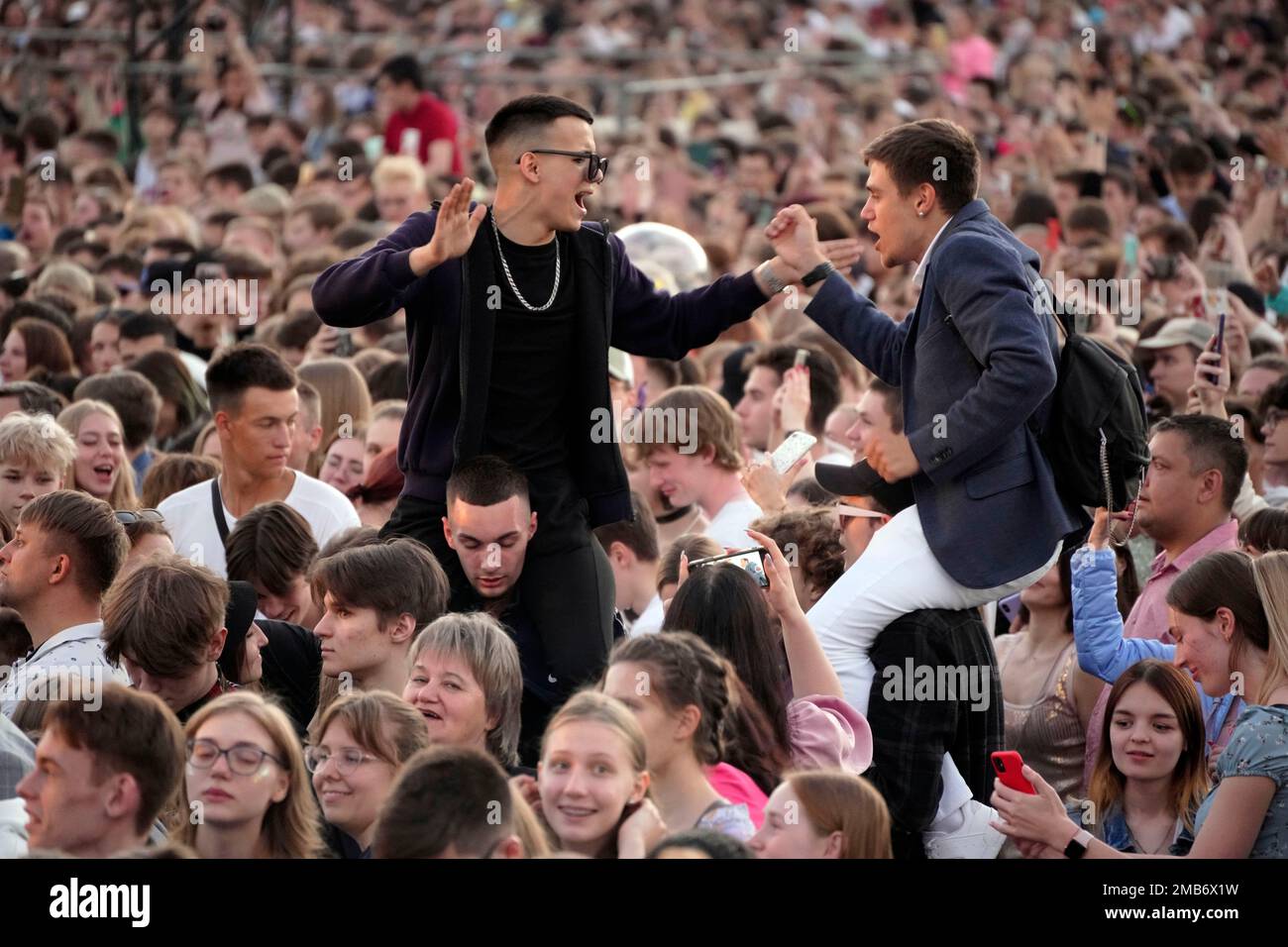 School graduates dance at the Palace Square as they take part the ...