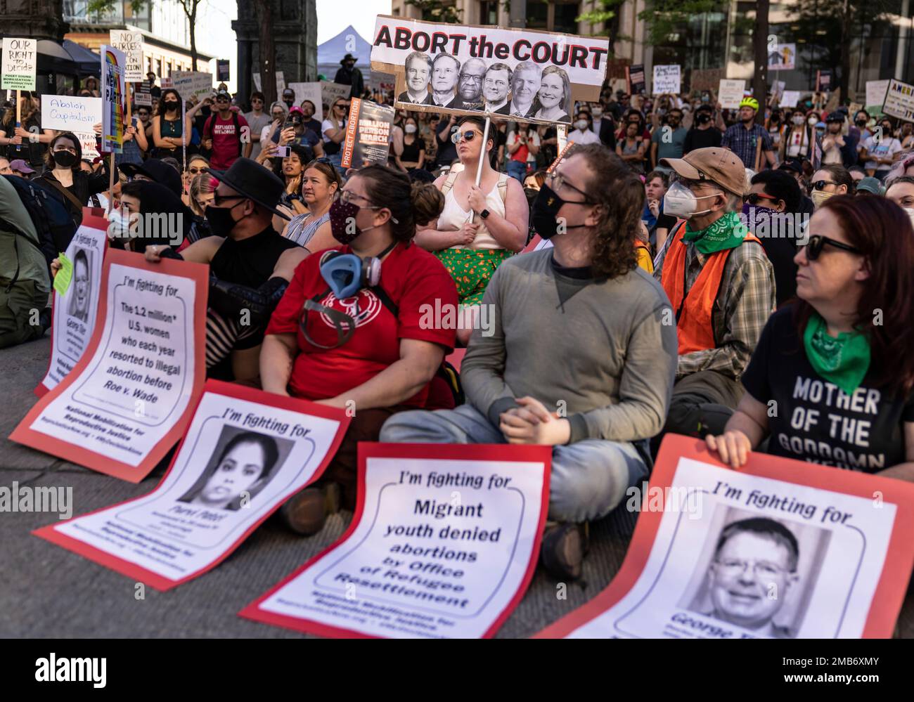 Protesters gather in the street outside of the Jackson Federal Building ...