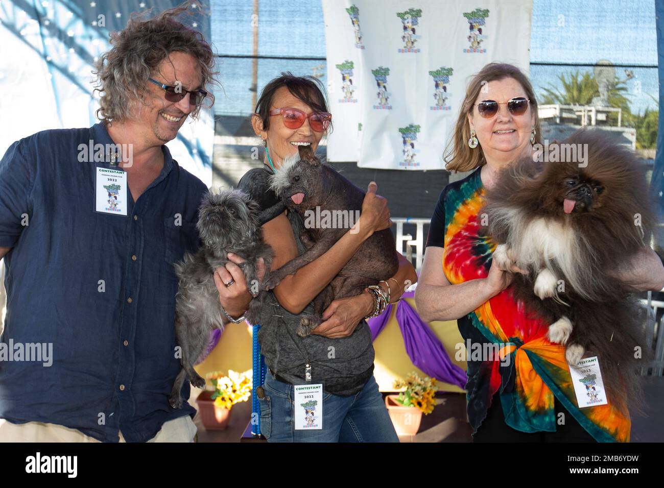 Scotch Haley of Pleasant Hill, Calif., from left, with his dog Monkey ...