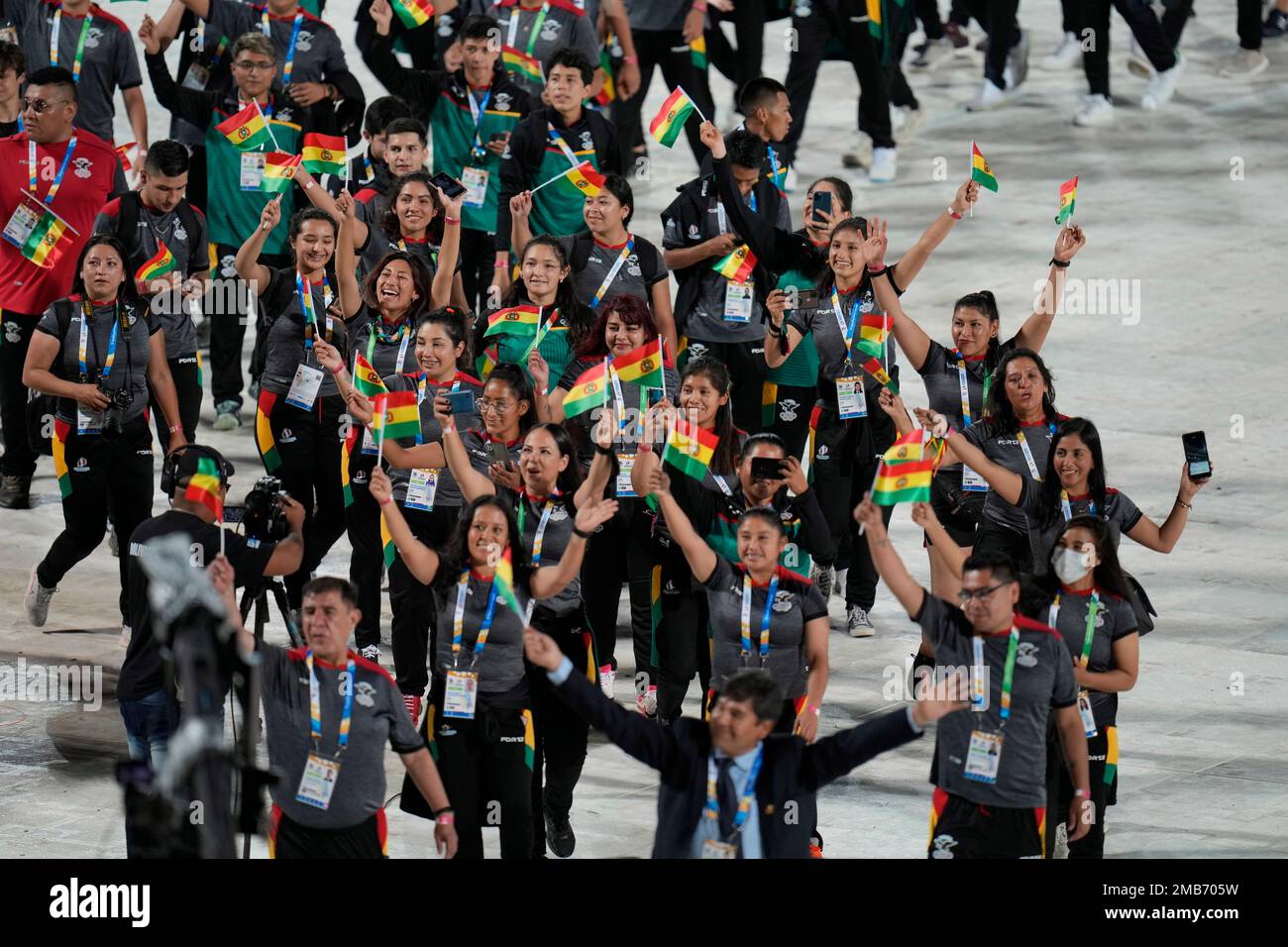 Athletes of Bolivia parade stadium during the opening ceremony of the ...