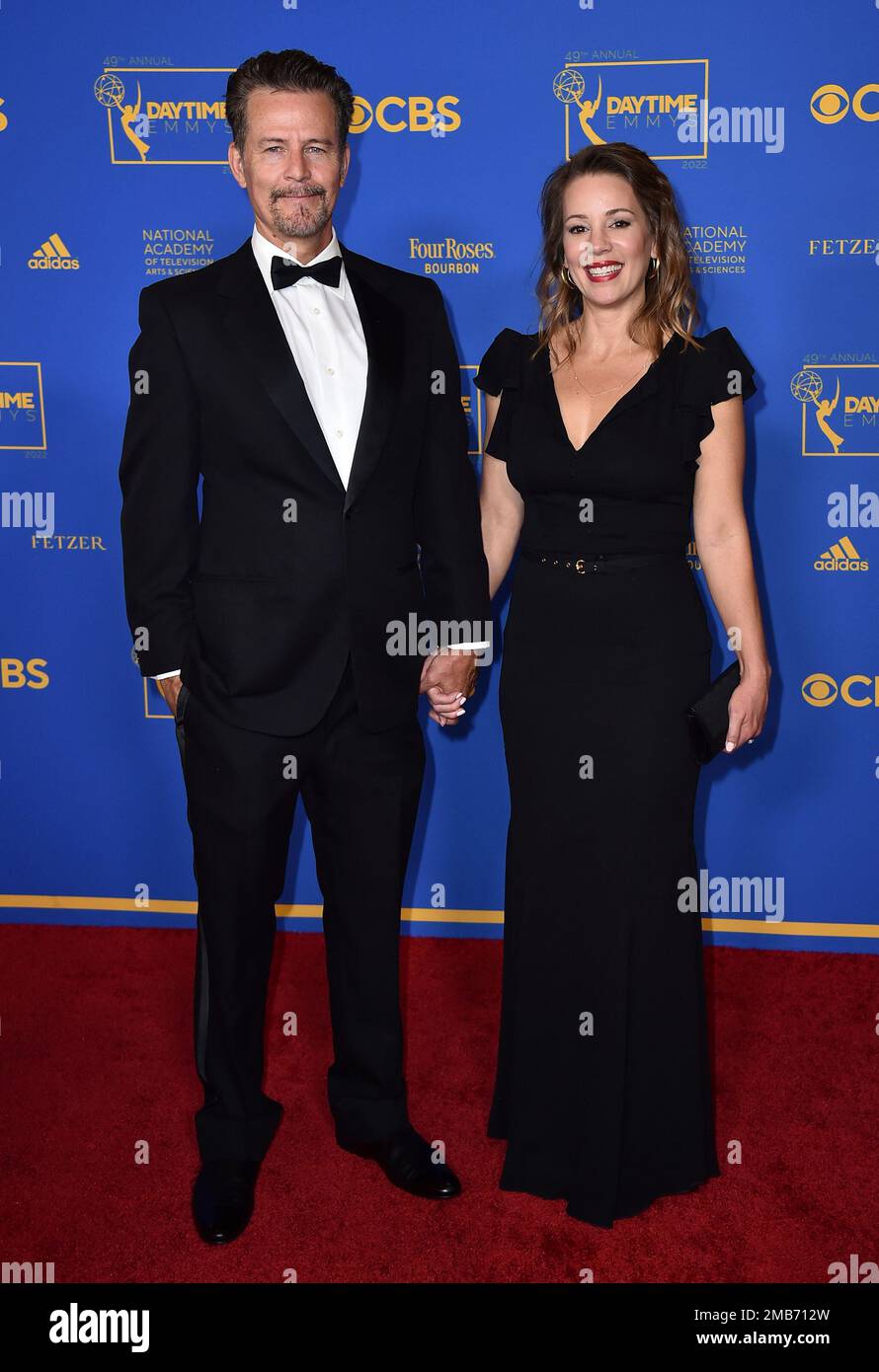 Ted King, left, and Maya Rodwell arrive at the 49th annual Daytime Emmy ...