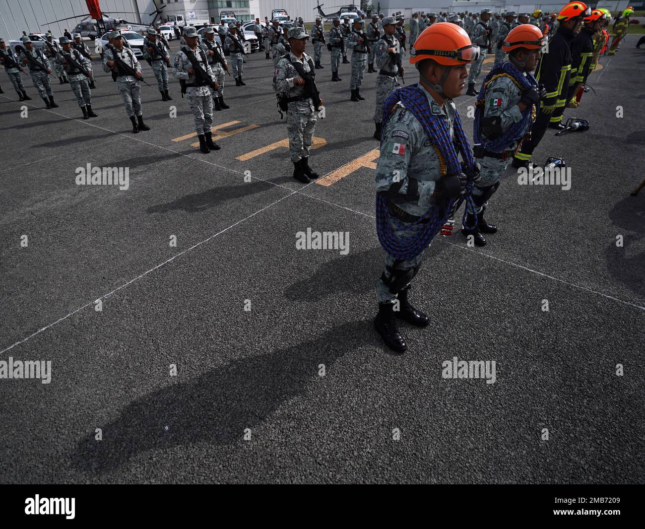 The National Guard Emergency Support Unit (UNASE) is shown to the press ...