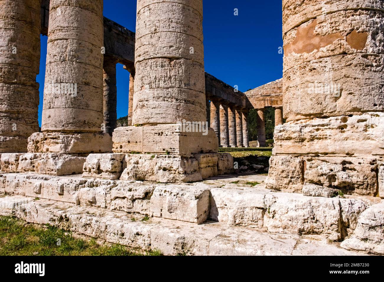Detail of the Doric temple of Segesta, a preserved ruin of a 2500 years ...