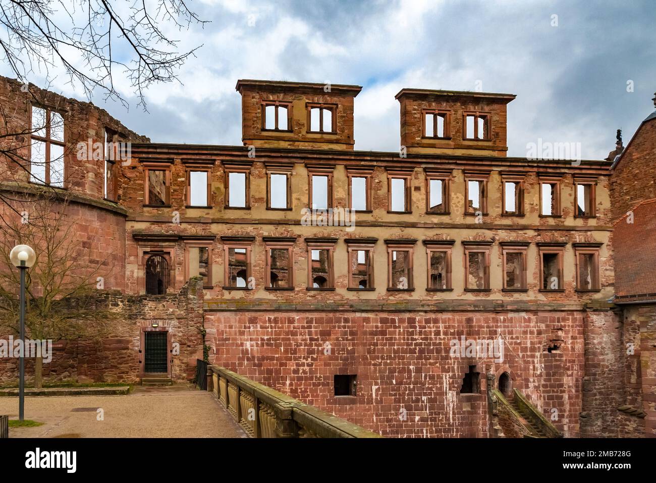 Nice view of the facade of the building Englischer Bau with its stucco ...