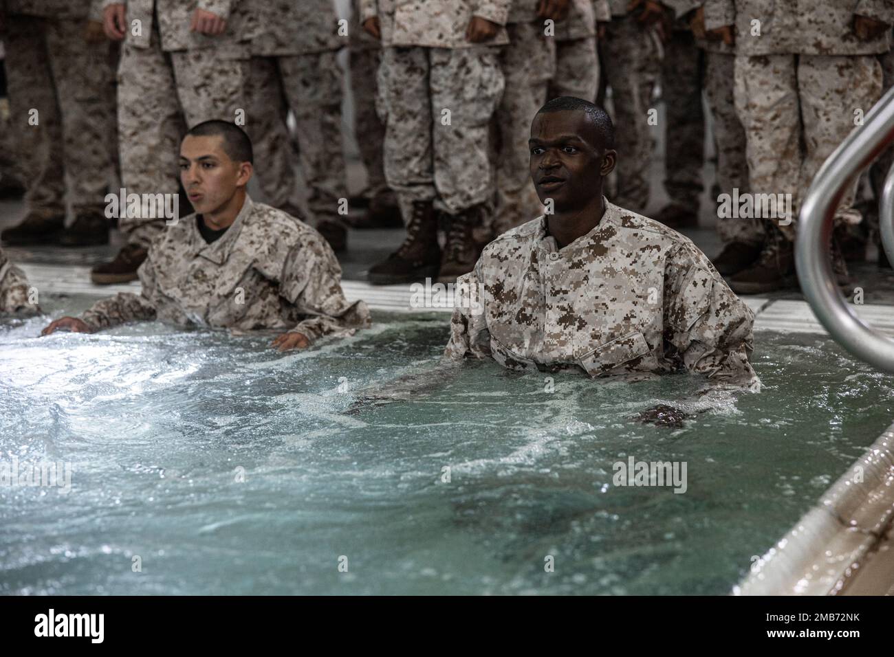 U.S. Marine Corps Recruit Faraji Ochoa, right, with Hotel Company ...