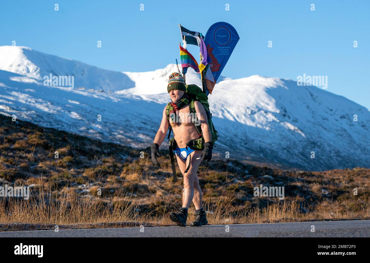 Mick Cullen, otherwise known as Speedo Mick, walks through Glencoe in ...
