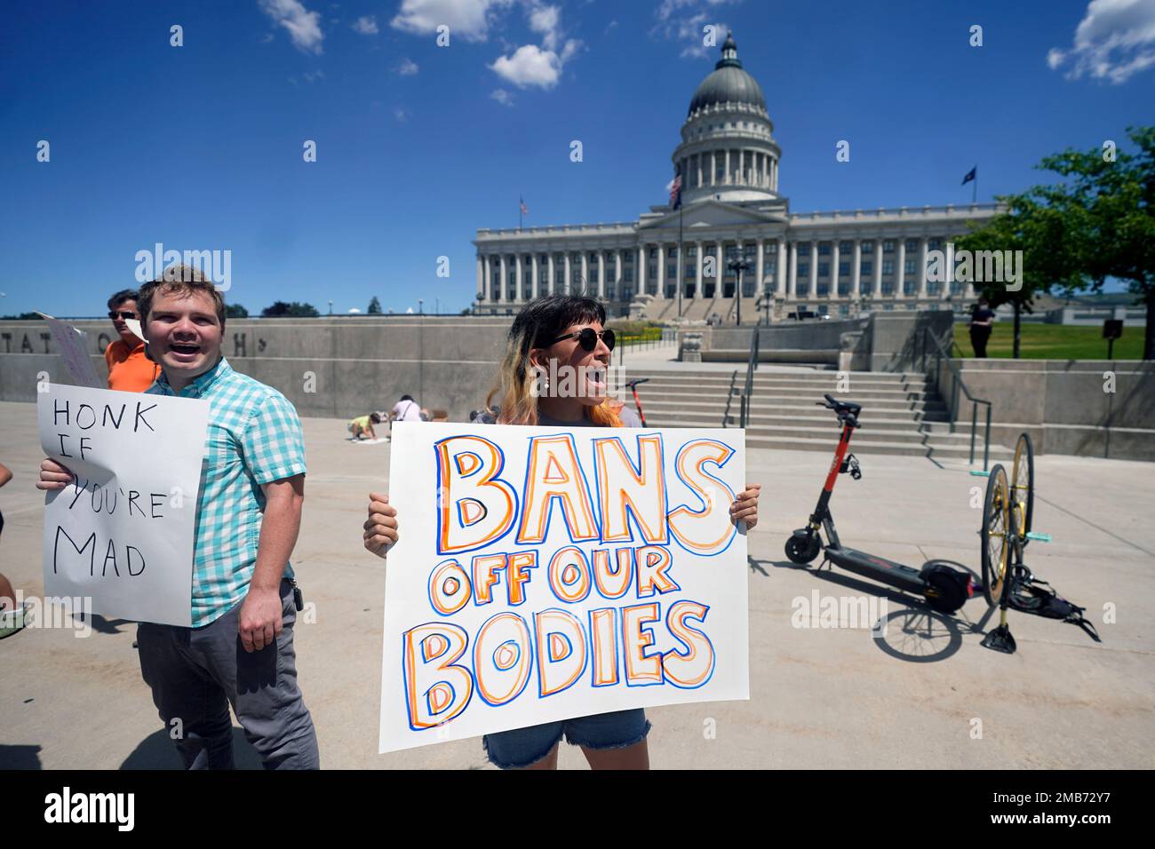 Maria Rago protests for abortion-rights at the Utah State Capitol ...