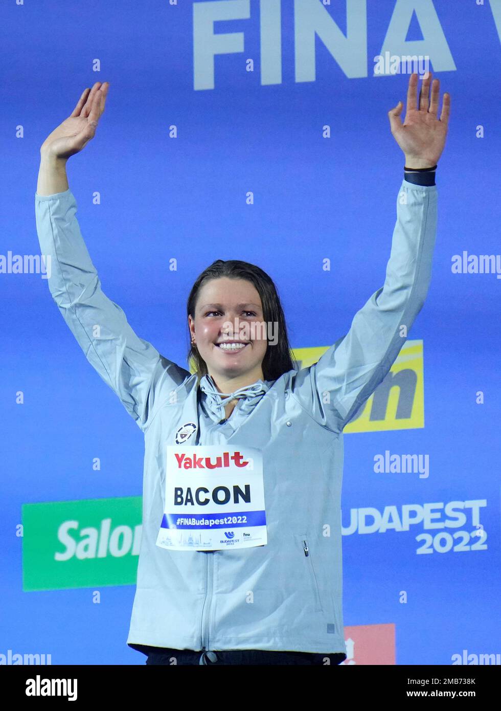 Silver medalist Phoebe Bacon of the United States celebrates after the ...