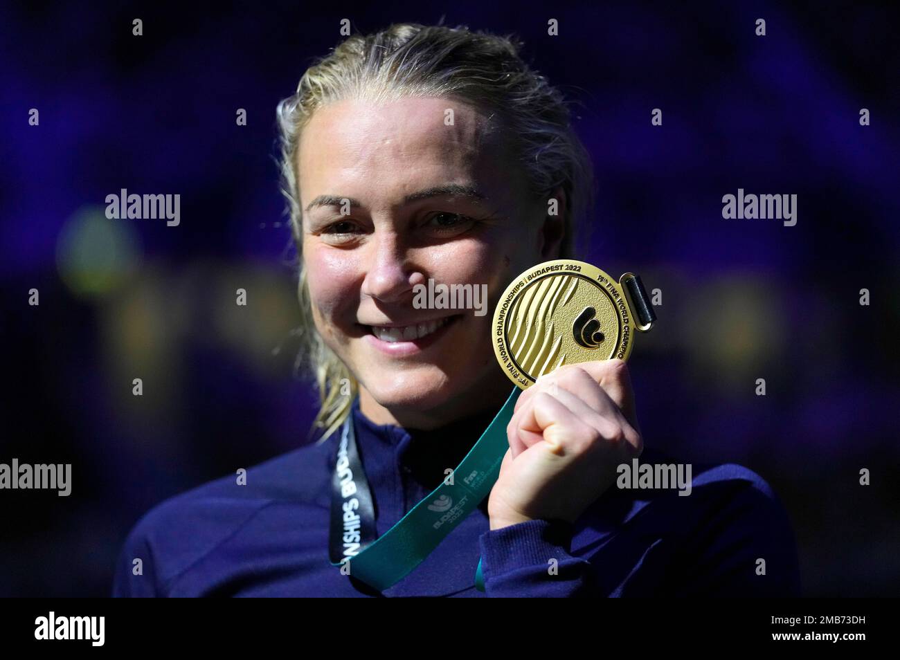 Gold medalist Sarah Sjostrom of Sweden poses with her medal after the ...