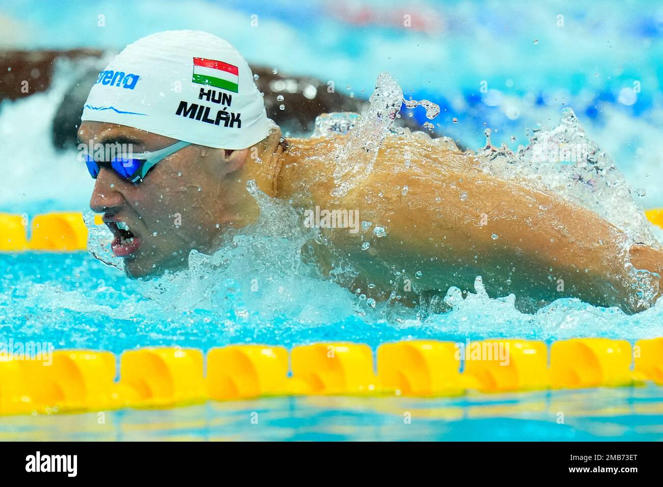 Kristof Milak of Hungary competes to win the men's 100m butterfly final ...