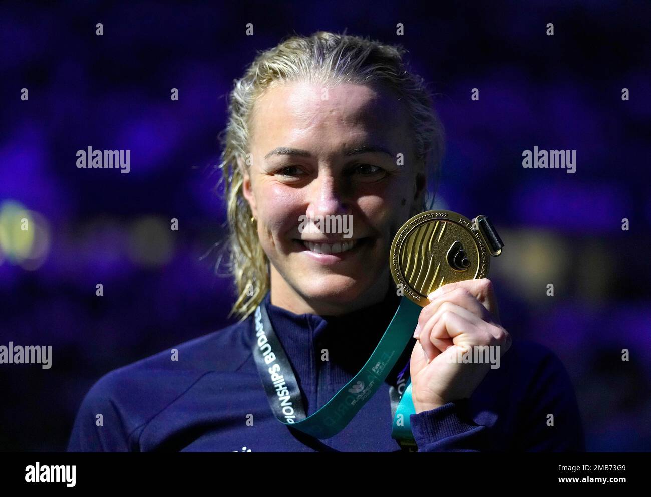 Gold medalist Sarah Sjostrom of Sweden poses with her medal after the ...