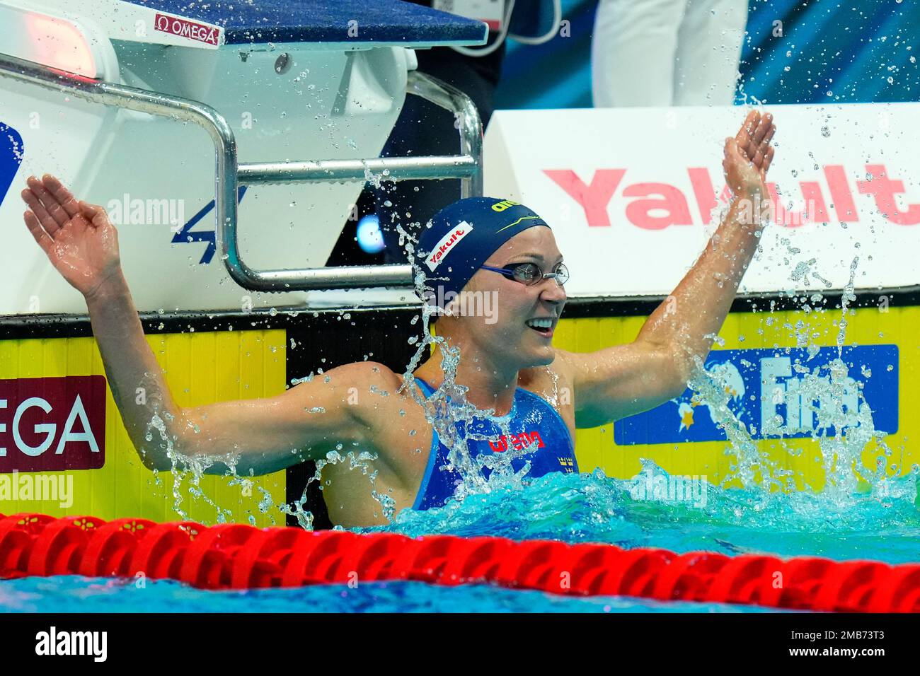 Sarah Sjostrom of Sweden celebrates after winning the women's 50m ...