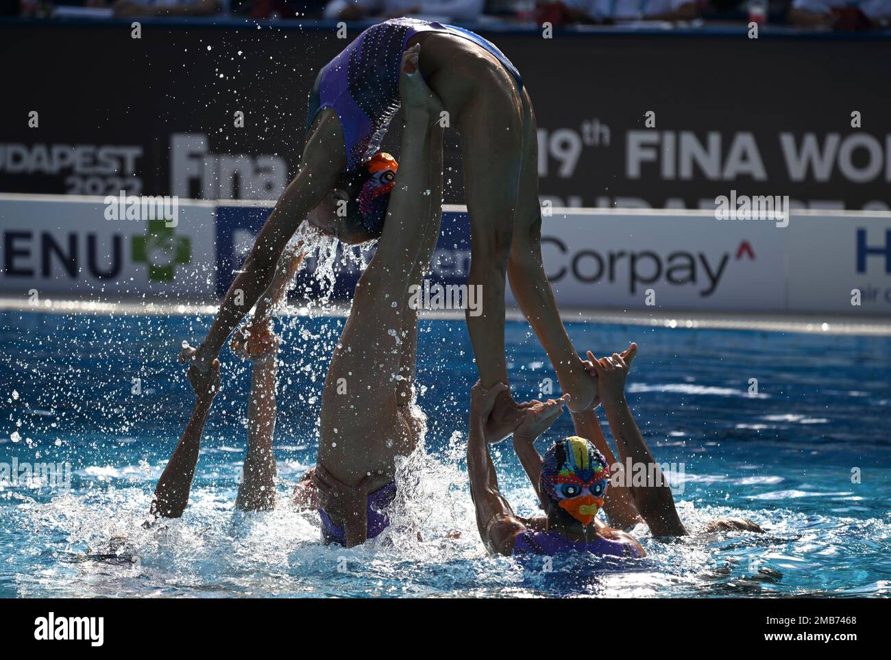 Team of Spain competes in the Women Team Free final of artistic ...