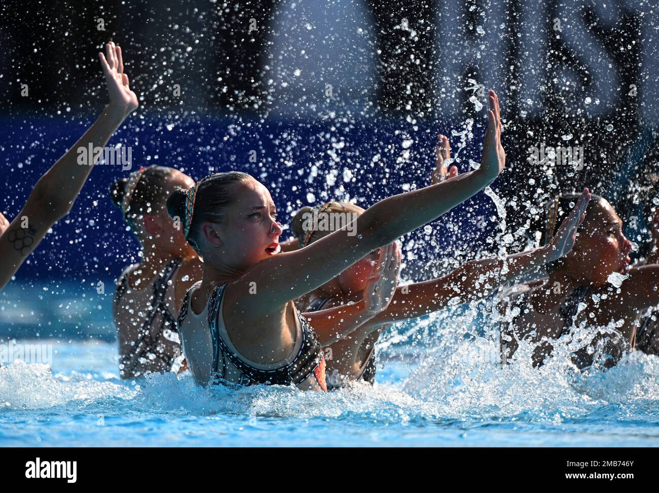 Team of Ukraine competes in the Women Team Free final of artistic ...