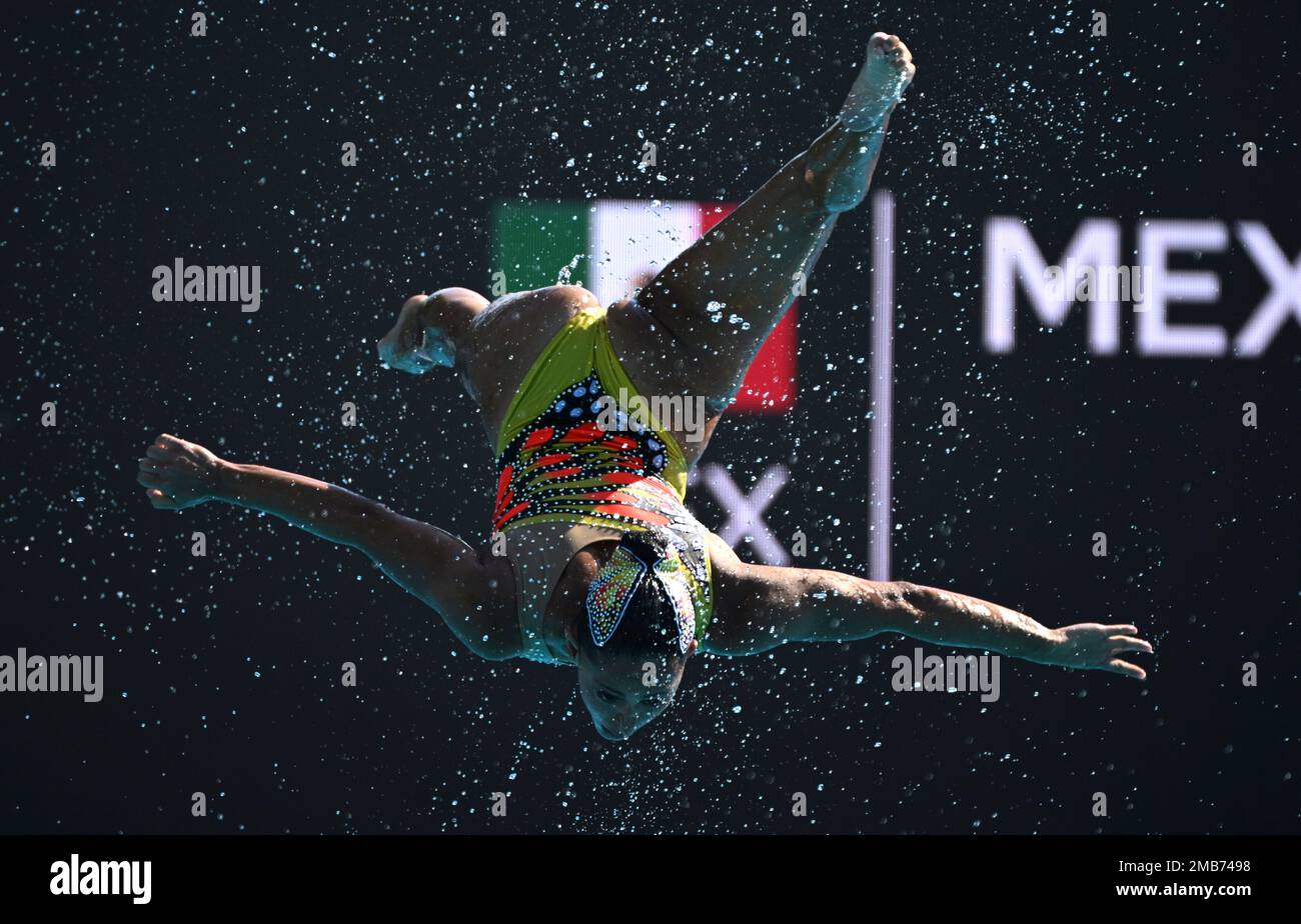 Team of Mexico competes in the Women Team Free final of artistic ...