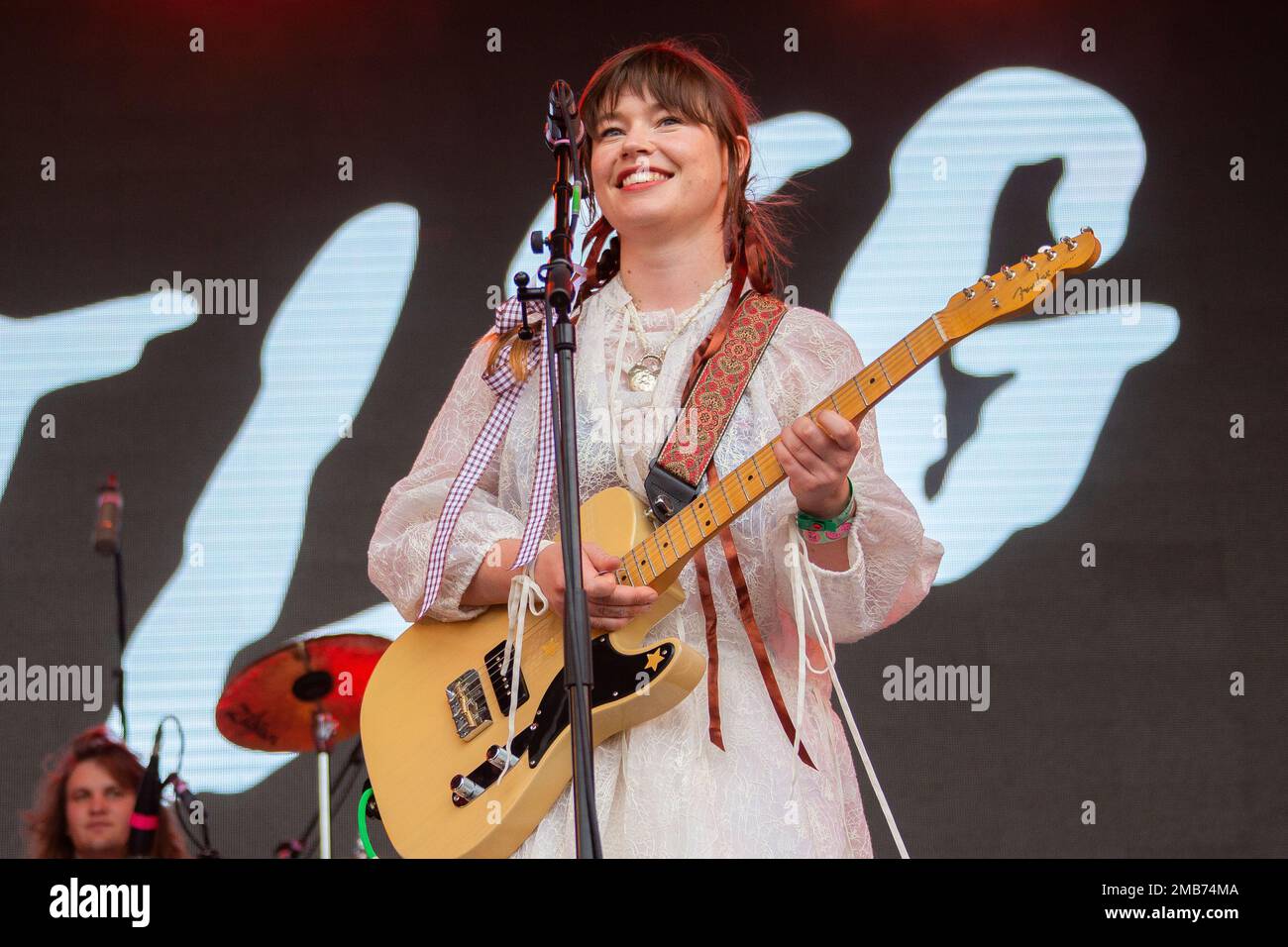 Rhian Teasdale of the band 'Wet Leg', performs at the Glastonbury ...