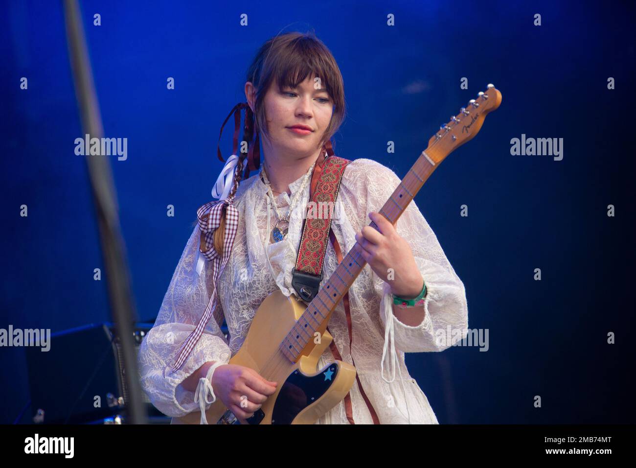 Rhian Teasdale of the band 'Wet Leg', performs at the Glastonbury ...